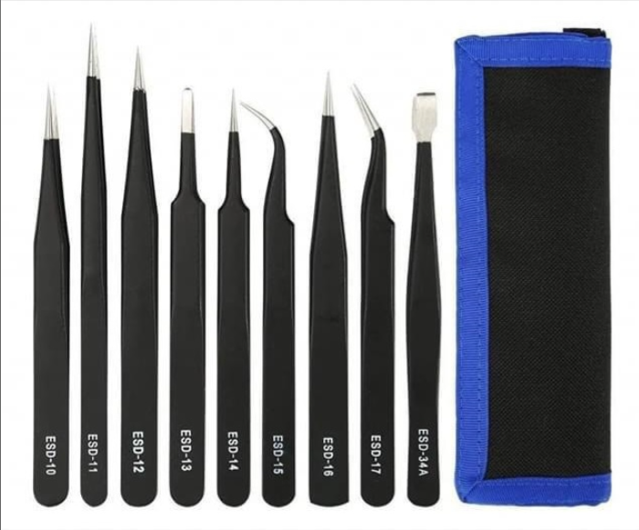 Set De Pinzas De Precisión Con Bolso (9 Unidades)